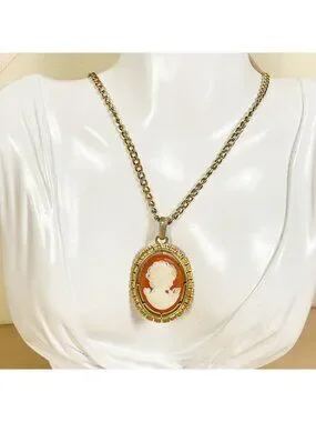 cameo | Jewelry | Cameo Pendant Vintage Victorian Revival Gold Tone ...